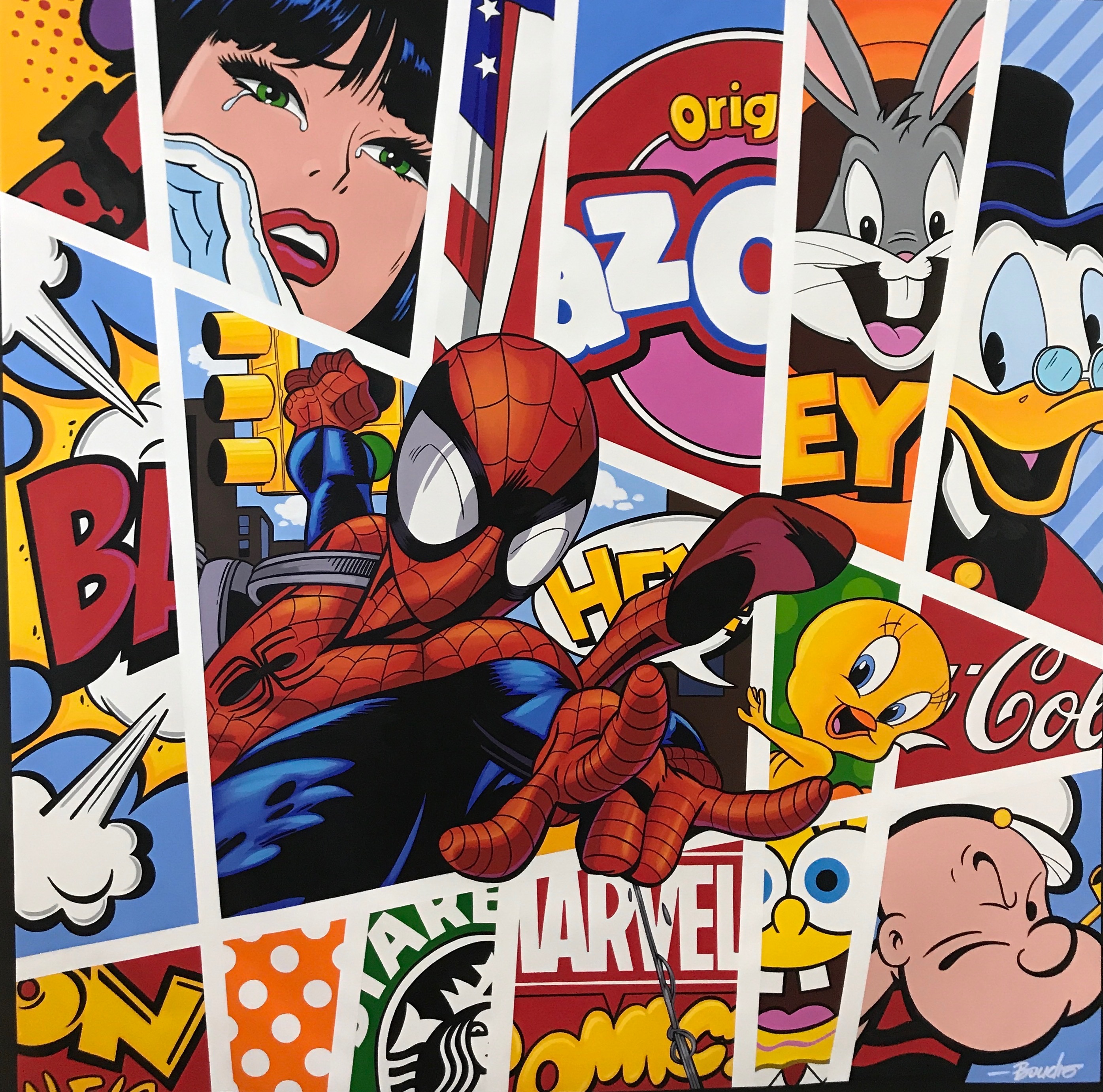Spiderman Comic Stripes 152x152cm copie | ZK Gallery